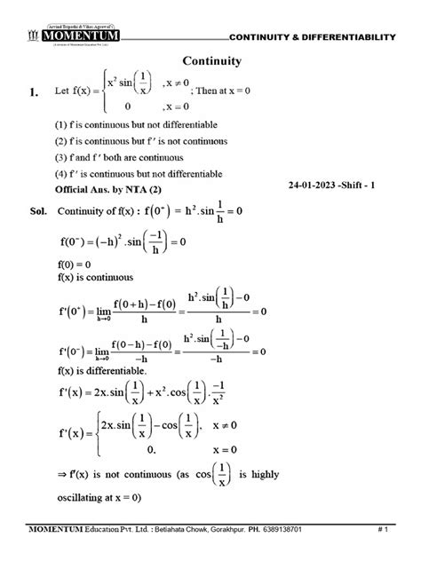 continuity differentiability mod pdf business