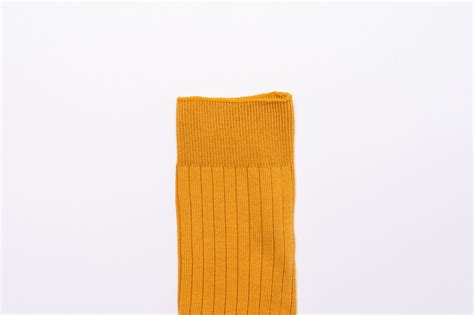 Seamless Softness Cotton Socks Rib Knit French Mustard Chusette