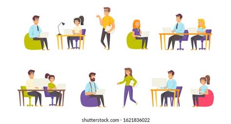 Programmers Flat Vector Illustrations Set Programming