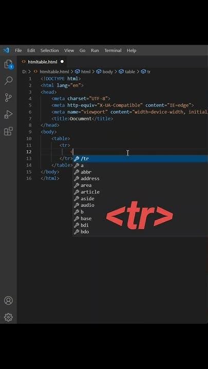 Table In Html 🕰️ Html5 Cssshorts Youtube
