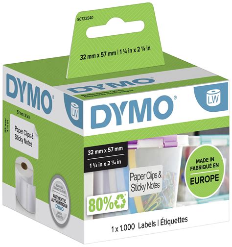 DYMO S0722540 Rol Met Etiketten 57 X 32 Mm Papier Wit 1000 Stuks