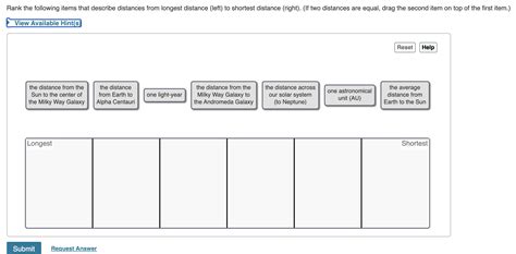 Solved Rank The Following Items That Describe Distances From