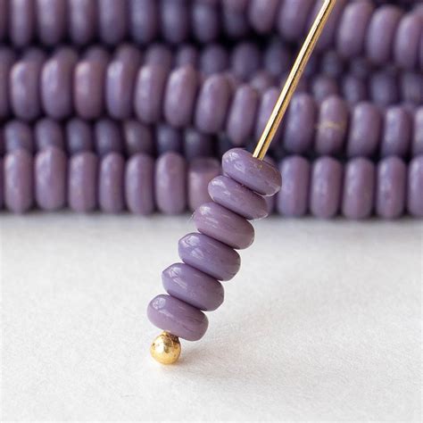 4mm Glass Rondelle Beads Opaque Lavender 100 Beads Czech Glass