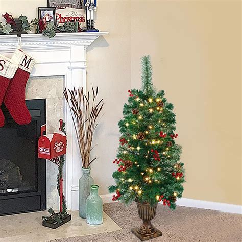 Buy Juegoal 3 FT Christmas Tree Pre Lit Crestwood Spruce Entrance Tree With 100 LEDs Fairy