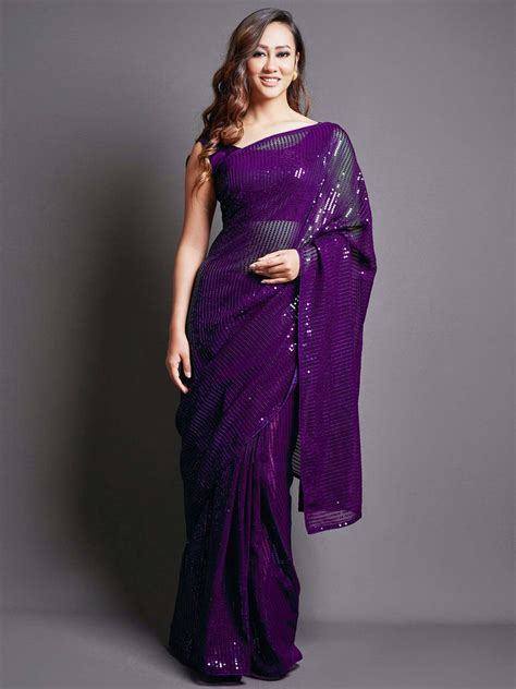 Purple Colour Party Wear Saree