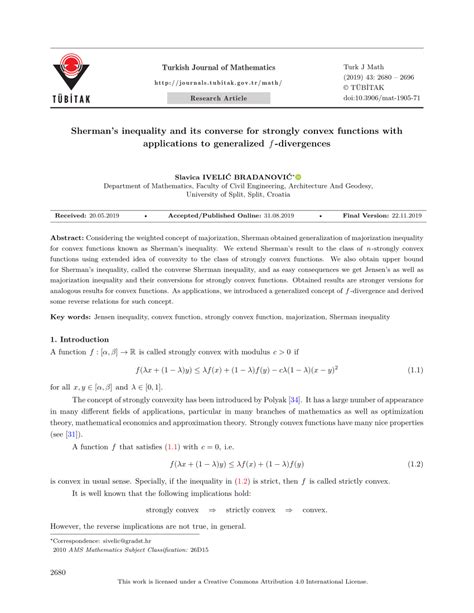 Pdf Shermans Inequality And Its Converse For Strongly Convex Functions Withapplications To