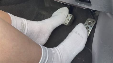 Pedal Pumping In Sneakers White Socks And Bare Feet On Way Back From