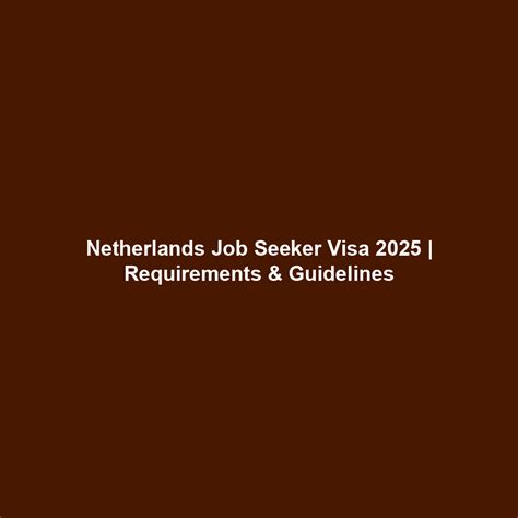 Netherlands Job Seeker Visa 2025 Requirements And Guidelines
