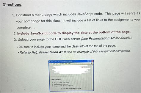 Solved Construct A Menu Page Which Includes Javascript Chegg