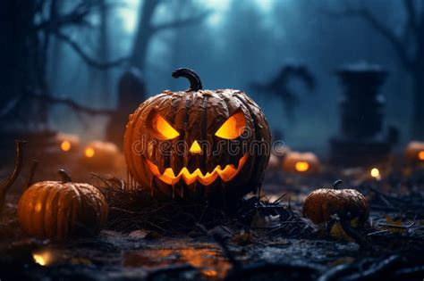 Enigmatic Halloween Spooky Pumpkin Mystery Unveiled Ai Stock