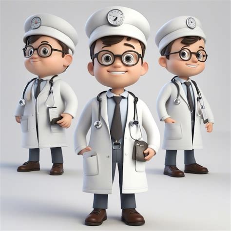 Um menino bonito dos desenhos animados pano médico personagem 3d