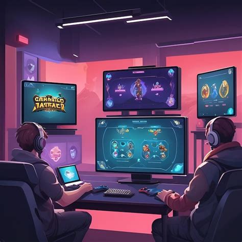 Multiplayer Gaming Console Mockup Avatars Stats Realtime Chat Interface