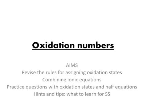 PPT Oxidation Numbers PowerPoint Presentation Free Download ID