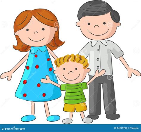 Esboço Feliz Da Família Dos Desenhos Animados Ilustração Do Vetor