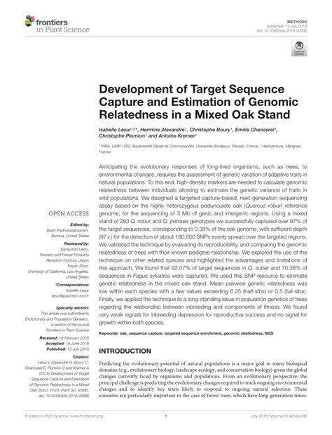pdf development of target sequence capture and estimation of genomic