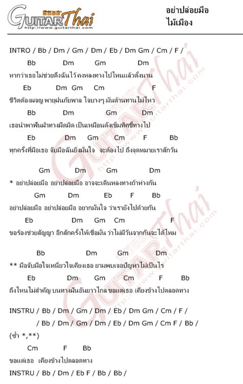 คอร์ด อย่าปล่อยมือ ไม้เมือง คอร์ดเพลง กีตาร์