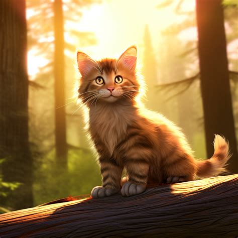 Leafpaw Stands On A Log The Sun Is Shining Brightly Reaching For The