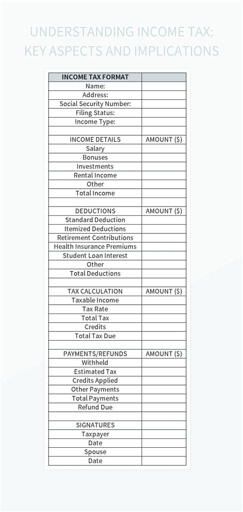 Understanding Income Tax Key Aspects And Implications Excel Template