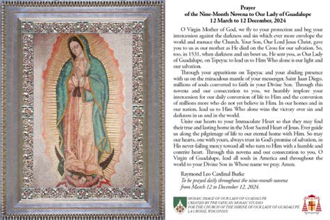 Our Lady Of Guadalupe Novena Prayer Card 2024 By Cardinal Burke Pdf