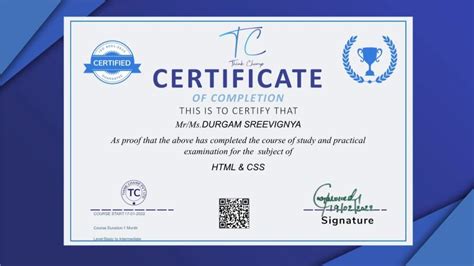 Completed Html And Css Course In Think Champ Vignya Durgam Posted On