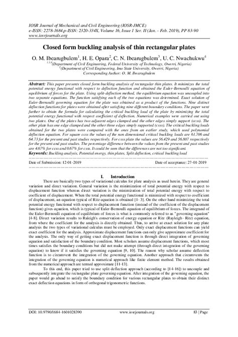 Pdf Closed Form Buckling Analysis Of Thin Rectangular Plates