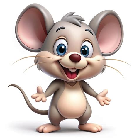 Cartoon Happy Mouse On White Background Premium Ai Generated Image