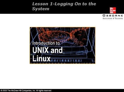 Lesson 1 Logging On To The System Overview