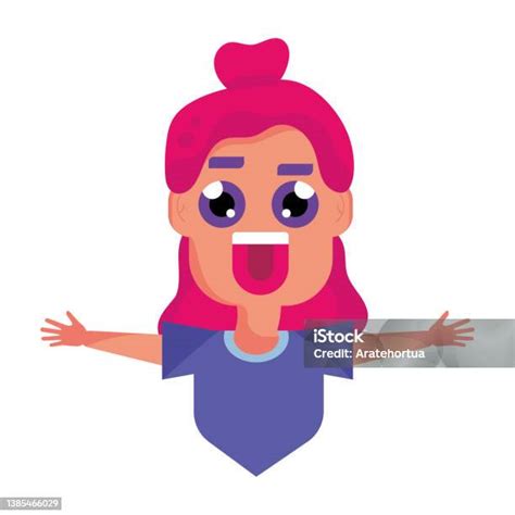 Terisolasi Gadis Bahagia Avatar Kartun Vektor Ilustrasi Stok Unduh