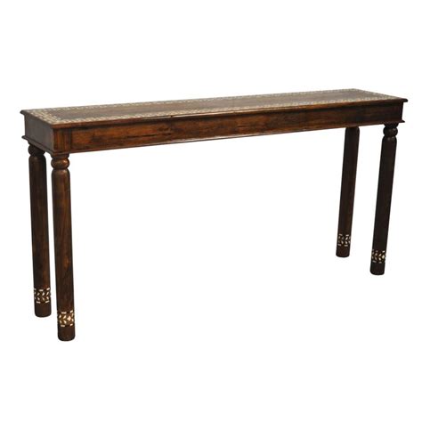 Inlay Console With Vines Large Bone Inlay Console Table Dark Wood