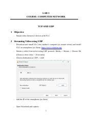 Streaming Video With TCP And UDP Protocols Analysis Guide Course Hero