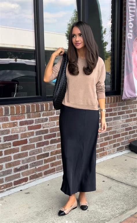 Spring And Summer Style 12 Stylish Black Satin Skirt Outfits Diana