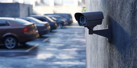 Hightech Ip Security Camera System Installed In The Parking Lot For Enhanced Security Monitoring