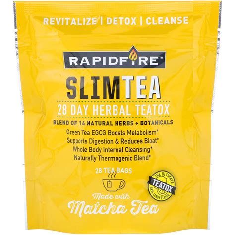 Rapidfire Slimtea 28 Day Herbal Teatox Matcha Tea Real Lemon Flavor