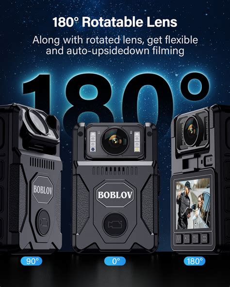 Boblov M7 128gb Gps Body Camera 180° Rotate Bodycam 13 15 Hrs Record