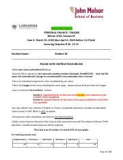 Case Solutions Docx SOLUTION CASE PERSONAL FINANCE FINA Winter Section EC Case