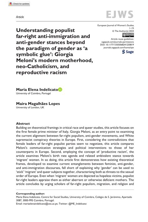 Pdf Understanding Populist Far Right Anti Immigration And Anti Gender