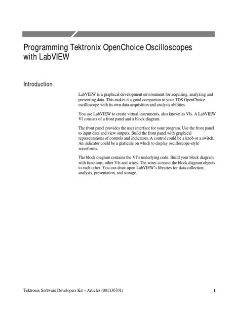 Programming Tektronix Openchoice Oscilloscopes With Labview Pdf