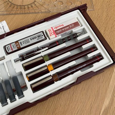 Rotring Isograph Technical Pen Set Ruler Hobbies And Toys Stationery