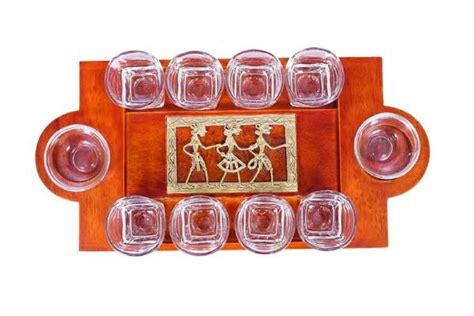 Olha O Ethnic Ting And Decor Shot Tray Rectangular Jaali In Mango Wood Jiomart