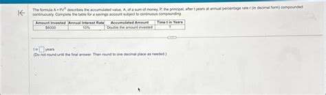 Solved The Formula Apℓt Describes The Accumulated Value A