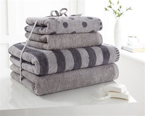 Polka Dot And Stripe 100 Cotton Hand Towel Bath Towel 4 Pcs Bale Set Ebay