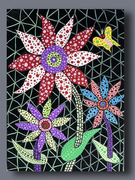 Yahooオークション 草間彌生 「お花 2004」 模写 Yayoi Kusama Flo