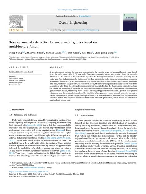 Pdf Remote Anomaly Detection For Underwater Gliders Based On Multi