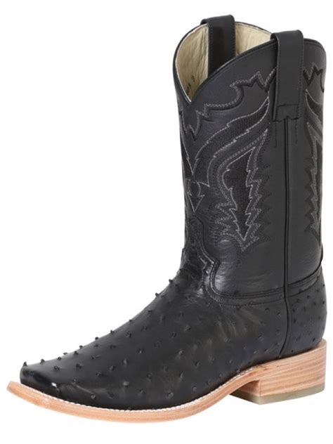BOTA RODEO EXOTICA AÑOS AVE PIEL ORIGINAL AVESTRUZ NEGRO El Vaquero Imports