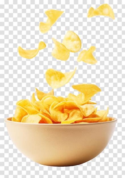 Premium Psd Psd Potato Chips Falling Into Glass Bowl Banner