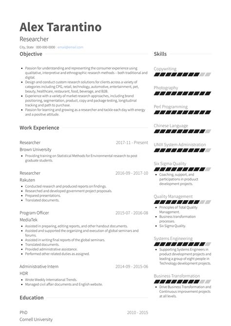 Researcher Resume Samples And Templates Visualcv