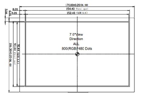 Wide Temperature Screen 7 Inch 800x480 LVDS IPS 800nits Brightness LCD