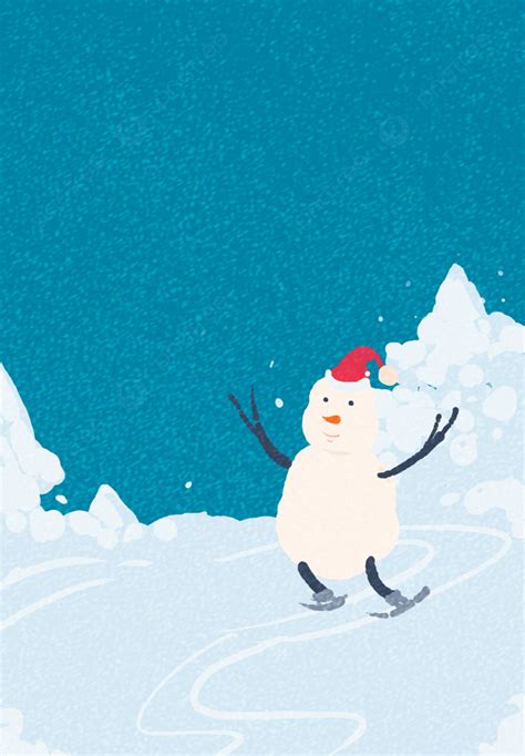 Hand Drawn Small Fresh Winter Snowing Snowy Snowman Background Snowflakes Snow Snowman
