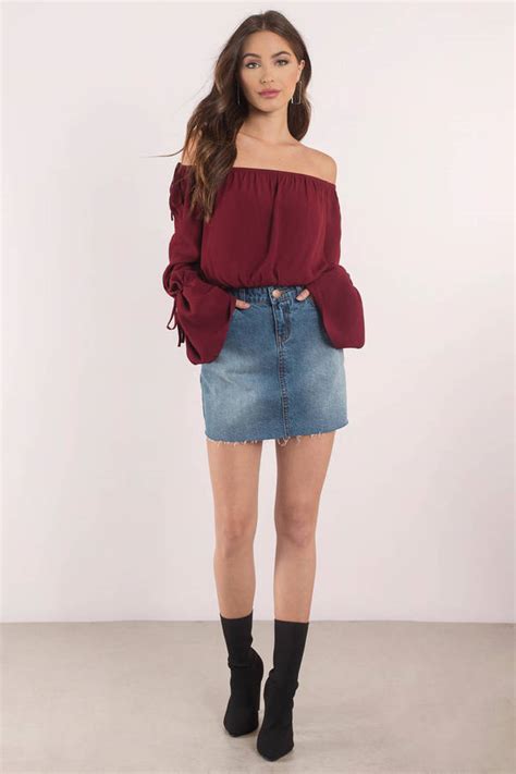 Cute Top Off Shoulder Top Bell Sleeve Top Black Blouse 27