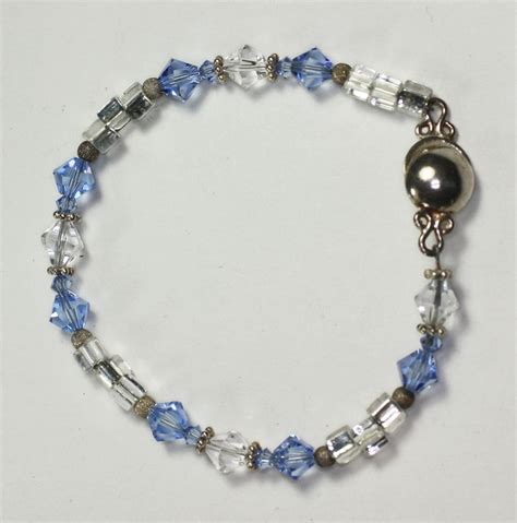 Crystal Bead Bracelet Blue And Clear Beads Magnetic Clasp Bracelets